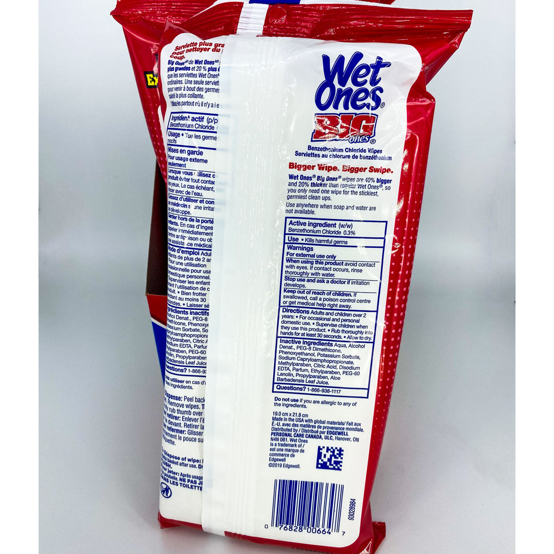 Wet Ones Big Ones Antibacterial Hand Wipes 28 Count - Fresh Scent